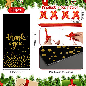 Teling 100 Pcs Wine Gift Bags for Wine Bottles Thank You Wine Bags Cellophane Gift Bag Set Gold Foil Red Wine Bottle Covers 50 Pcs Wine Wrapping Bags and 50 Pcs Pull Bows for Holiday Birthday Party