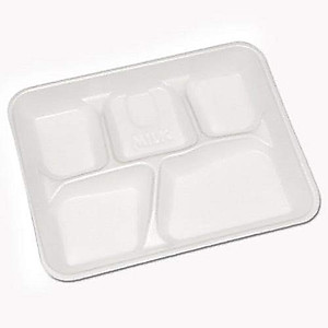 Pactiv Foam 5-Section Meal Trays, 8-1/4 Inch x 10-1/2 Inch - 500 Trays/Carton (1 Carton)