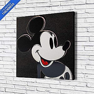 Andy Warhol- Mickey Mouse Black - Pop Art - Canvas Art Wall Art Home Decor (16in x 16in Gallery Wrapped)