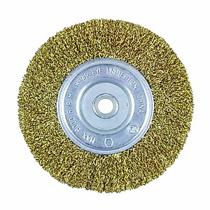 Task T25647 6-Inch Fine Brass Coated Steel Crimp Wire Wheel with 1/2" & 5/8" Arbor Hole, for Fast Removal of Rust, Paint and Scale from Metal and Wood