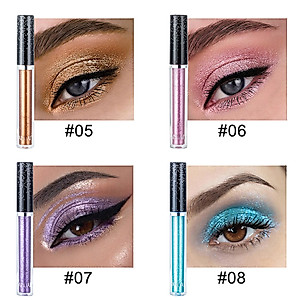 DekRion Glitter Eyeshadows, Liquid Eyeshadows, Long-lasting Liquid Glitter Eyeshadows, Shimmer-Eyeshadows, Metals-Gloss-Sparkling Silver, Gold High-pigmented Colorful Glitter Eye Shadows(01#Silver)