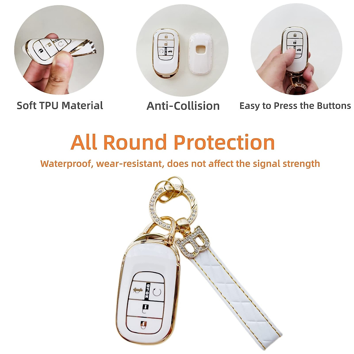 TX-INNO AUTO Key Fob Cover Compatible with Smart Key, Soft TPU Key Case with Keychain