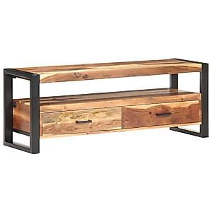 vidaXL TV Stand, TV Unit for Living Room, Sideboard with Shelf, TV Console Media Unit Cupboard, Industrial Style, Solid Wood with Honey Finish
