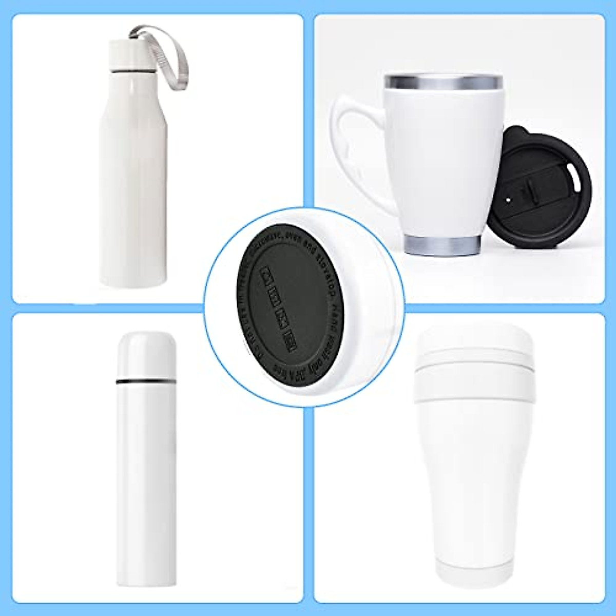 Yddcpbb 30 Pieces Rubber Bottoms for Sublimation Tumbler, Silicone Bottoms for Tumblers, Protective Antislip Rubber Bottom with Adhesive for Wine Tumblers, Skinny Tumblers, Mason Jars, Black (56MM)