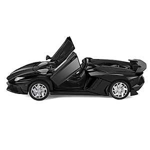Toy Car 1/32 Roadster Metal Die-cast Model Car with Sound and Light for 3 4 5 6 7 Year Old Boy Toy (Black)