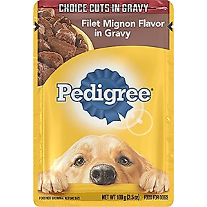 Pedigree Dog Food Wet Bundle,Choice cuts in Gravy,Assorted Flavors Filet,Beef Chicken. Soft Dog Food.Total 10 Pouches,Plus a 01 Nature's Choice Pressed Bone 01 ILC Buy Magnets Fridge. 3.5 Ounce