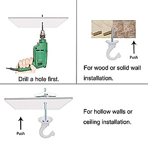 OOTSR Metal Ceiling Hook, Heavy Duty Ceiling Hook and Chain Extension for Hanging Plants/Chandeliers/Clothes/Indoor & Outdoor Use, White Color, 36 inches Chain