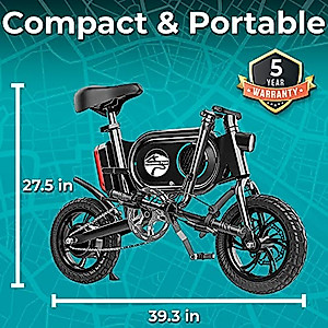 Keystone Peak New 2023 Release Amsterdam Folding Electric Bicycle - 12'' Ebike for Adults and Teenagers - Electric Bike with 350W Motor 36V Lithium - Ion Battery - Throttle & Pedal Assist Modes