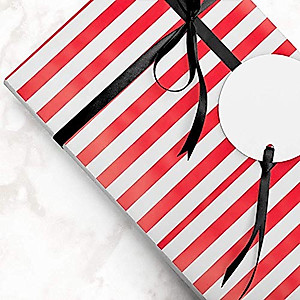 JAM Paper Gift Wrap - Striped Wrapping Paper - 50 Sq Ft Total - Red & White Stripes - 2 Rolls/Pack