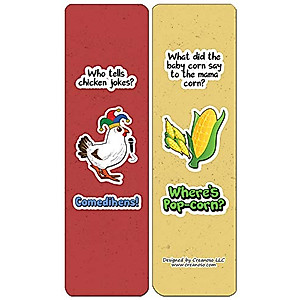 Creanoso Farm Jokes Bookmarks (60-Pack) - Premium Quality Gift Ideas for Children, Teens, & Adults for All Occasions - Stocking Stuffers Party Favor & Giveaways