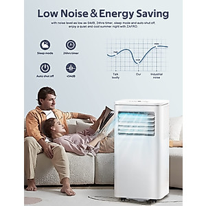 ZAFRO 8,000 BTU Portable Air Conditioners, Air Conditioners for Room up to 350 Sq.ft, Portable AC Unit with Remote/Digital Display/24Hrs Timer/Installation Kits for Home/Office/Dorms, White