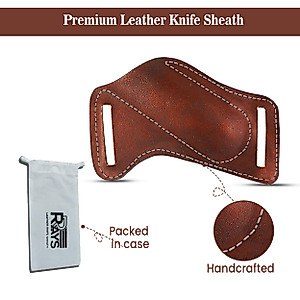 Leather Knife Sheath for Belt Pocket Folding Knife Holder Compact Draw Knifes Carrier EDC Tools Holster (Small)