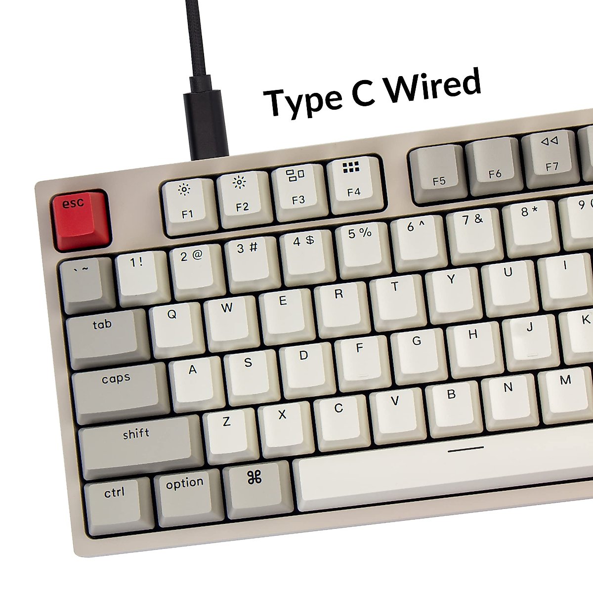 Keychron C1 Hot-swappable Wired Mechanical Keyboard for Mac Layout, Keychron Mechanical Blue Switch/USB Type-C Cable/Double-Shot ABS Keycaps Tenkeyless 87 Keys Computer Keyboard for Windows PC