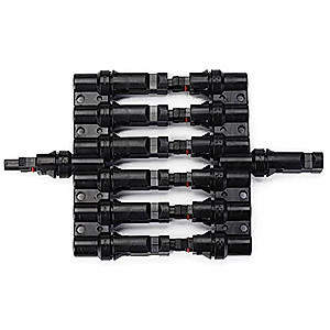 BAYM Solar Panel T Branch 6 to 1 6M/F + 6F/M Cable Connector Solar Wire Connector T-Type T6 Coupler Combiner(1 Pair)