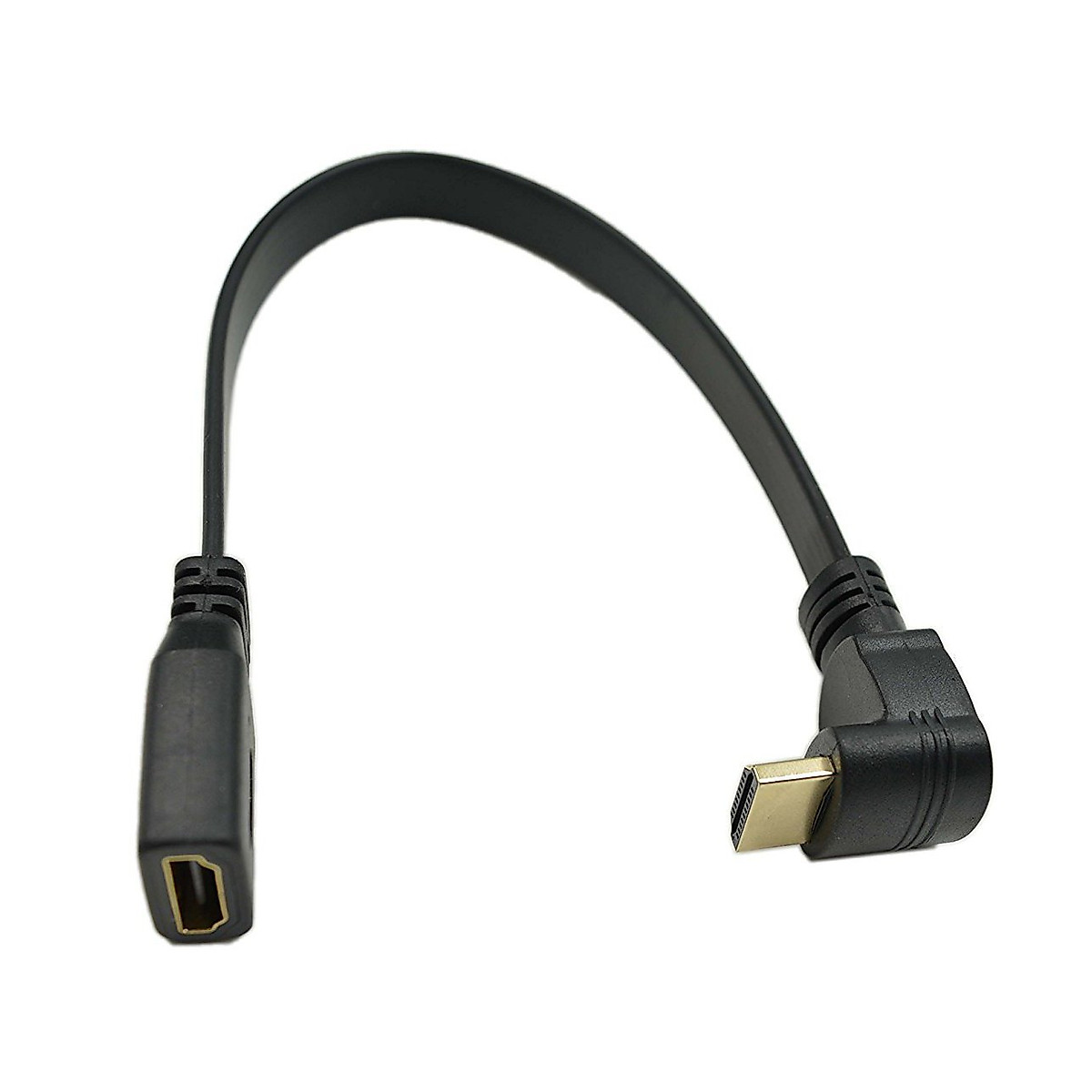 CERRXIAN 1FT Flat Slim High Speed HDMI Extension Cable A Female to 90 Degree Down Angle A Male Cord