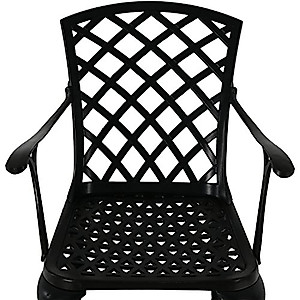 Sunnydaze Patio Chairs Set of 2, Outdoor Metal Dining Chair, Durable Cast Aluminum Construction with Crossweave Design, Black
