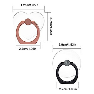 SENHAI 6 Pcs Transparent Mobile Phone Ring Holder, Round and Heart-Shaped 360 Degree Rotating Universal Ring Buckle Grip Stand for Smartphones, Tablets