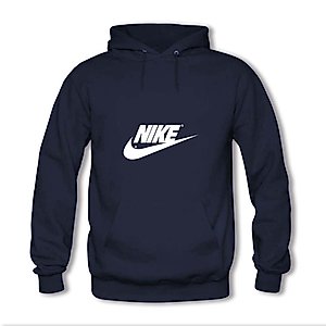 NIKE Logo for Girl's Printed Sweatshirt Pullover Hoodies Deep Blue