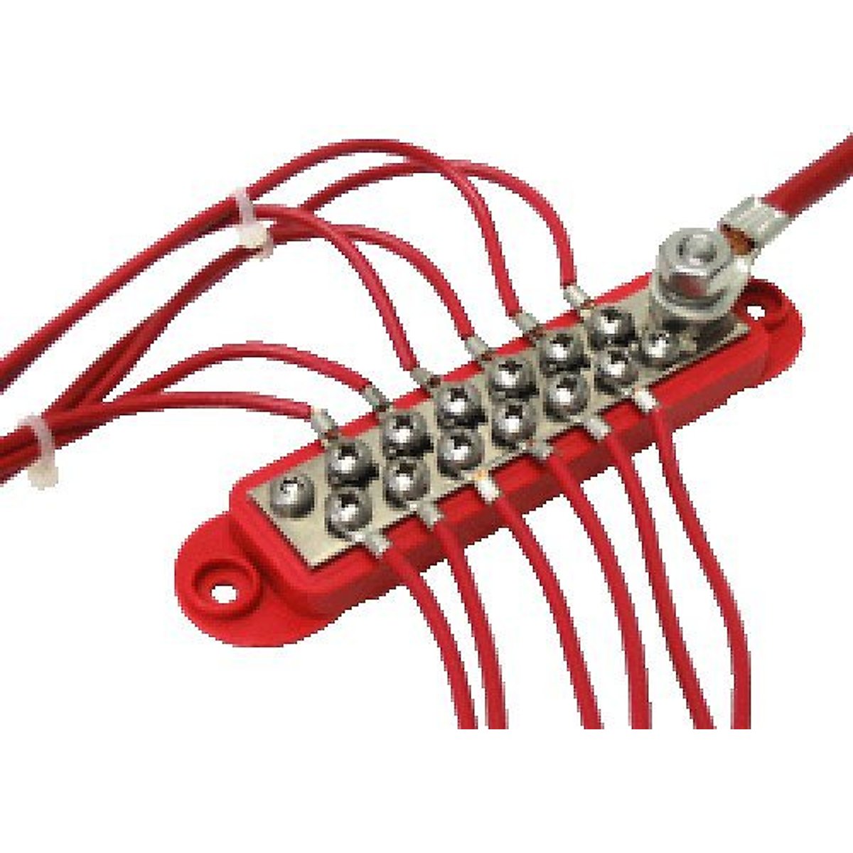 Bay Marine Supply Busbar – 12-Point Power Distribution Block (240A Rating) – #8 Terminal Screws & 1/4" Stud – Black Bus Bar