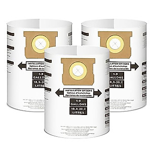 3 Pack Vacuum Bags Replacement for Shop Vac Bags 5-8 Gallon Type E 90661 9066100 9066133 and Type H 90671 9067100 9067133, PETOX High-Efficiency Disposable Vaccum Collection Filter Bags