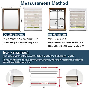 Pasoun Zebra Blinds Cordless Dual layer Window Shades Blackout Roll up Blinds Light Control Day and Night Easy to Install Roller Shades for Home（ Autumn，18" W X 48" H ）