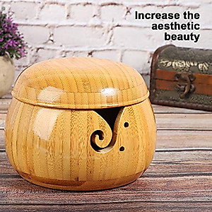 Liyeehao 6 Inch Yarn Storage Bowl, Circular Yarn Bowl, Decorative Manual Crafted Wooden for Knitting for Crochet