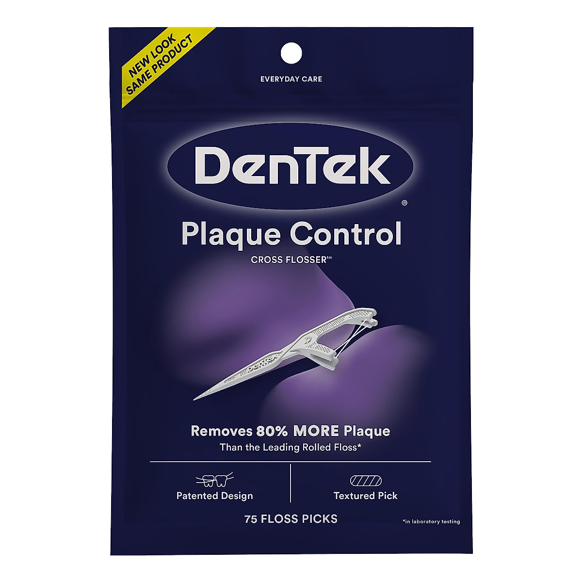 DenTek Cross Flosser Plaque Control Floss Picks, X-Shaped Floss, 75 count