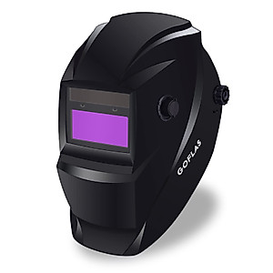 Goflas Welding Helmet Auto Darkening Solar Powered True Color Welder Helmet Welding Hood for MIG TIG Stick Welder Black