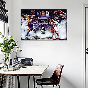 Allen Iverson Poster Canvas Wall Art Portrait Painting Basketball Posters for Bedroom Office Wall Decoration (16x24inch-No Frame,A)