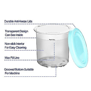 Containers Replacement for Ninja Creami - Ice Cream Pint Container with Silicone Lid, 4 Pack, 16oz Cups, Compatible with NC301 NC300 NC299AMZ Series Ice Cream Maker