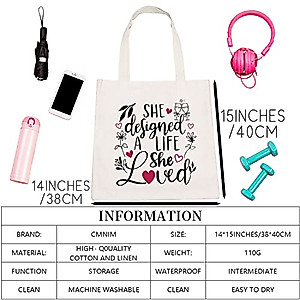 CMNIM She Designed A Life She Loved Inspirational Canvas Tote Bag for Women Birthday Christmas Thanksgiving Graduation Gift (She Designed A Life She Loved Tote)