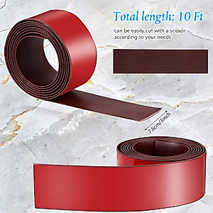 10 Ft Vinyl Floor Transition Strip 3 Wide Flat Self Adhesive Cover Strips Threshold Cover Flooring Gap Trim Laminate Floor Transition Strip for Threshold and Doorway, Wood Grain Design (Red)