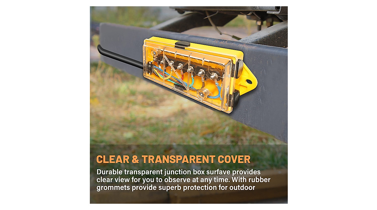 MECMO 7 Way Trailer Cord & Junction Box - 8FT Waterproof
