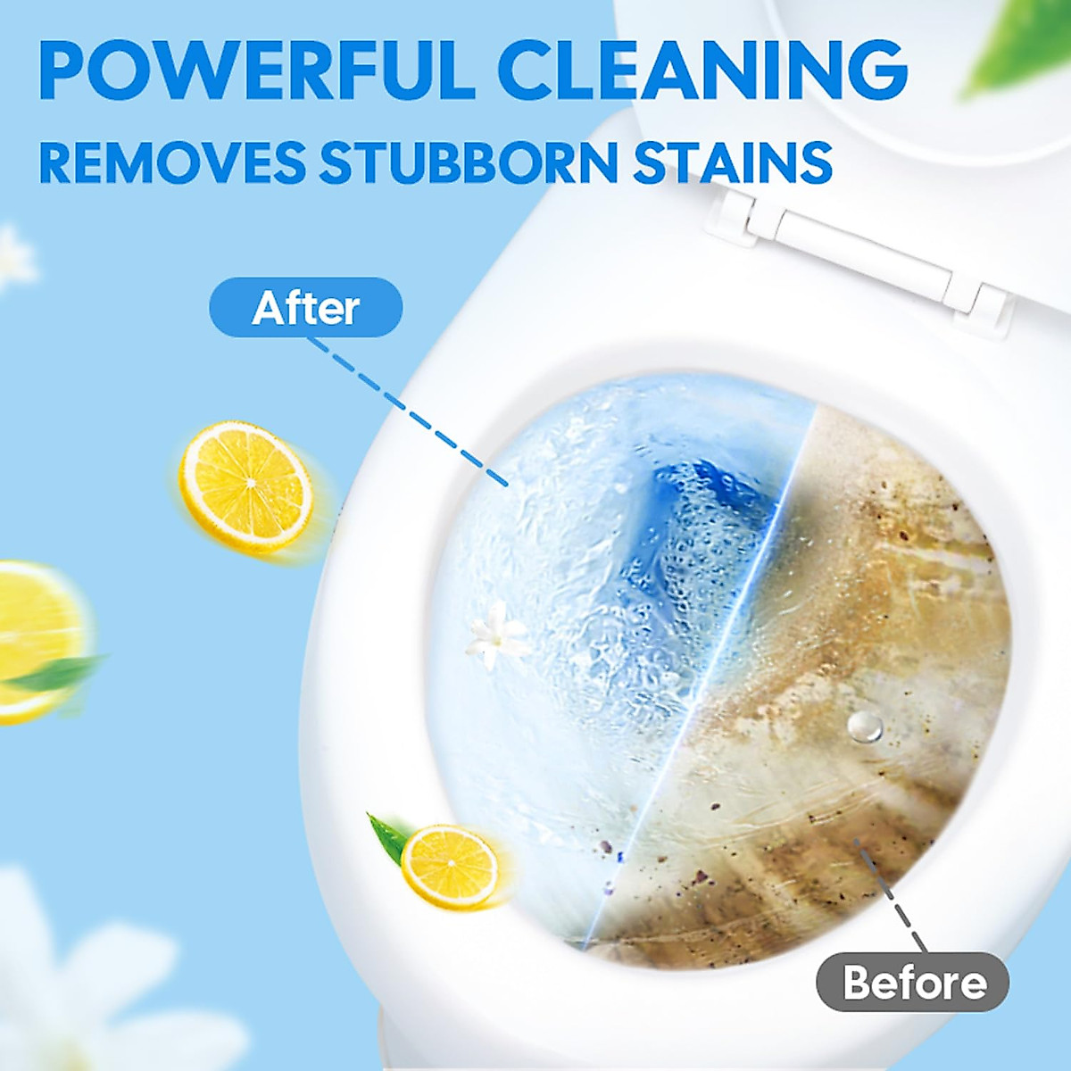 ecosewave Toilet Bowl Cleaner Sheets,32 Cleans, Lemon,Plastic-Free Packaging,Eco-Friendly, Toilet Bowl Cleaner Strips Great For Apartments, Dorms,Vanlife