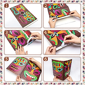 W1cwey 1 Large Tiki Column-6pcs Tiki Column Card Stock Decor, 68.8 Inch Height Three-Dimensional Tropical Hawaiian Luau Birthday Party Decoration Supplies Tiki Totem Decoration for Aloha Outdoor