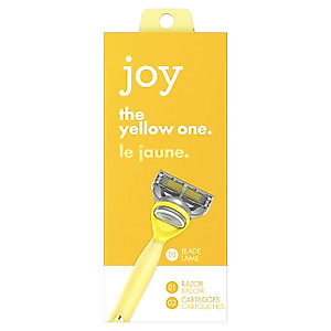 joy razor, handle + 2 razor blade refills (Yellow)