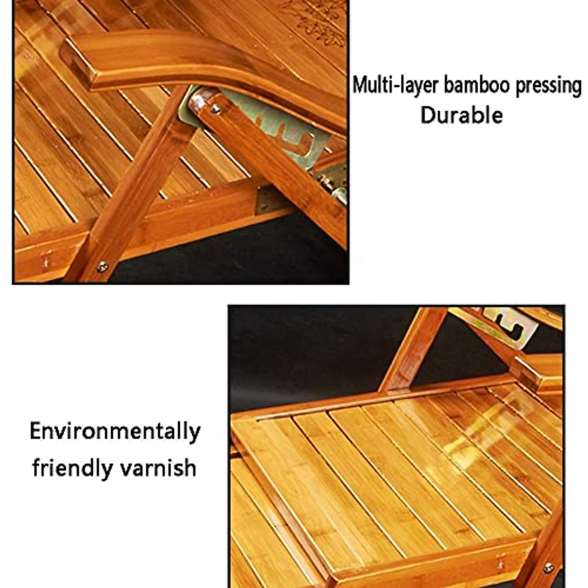 Lounge Chair, Patio Lounge Chairs Bamboo s,Durable Adjustable Deck Chairs,Wooden Outdoor s with Footrests and Mattresses,for Garden Courtyard Balcony (Color : B)