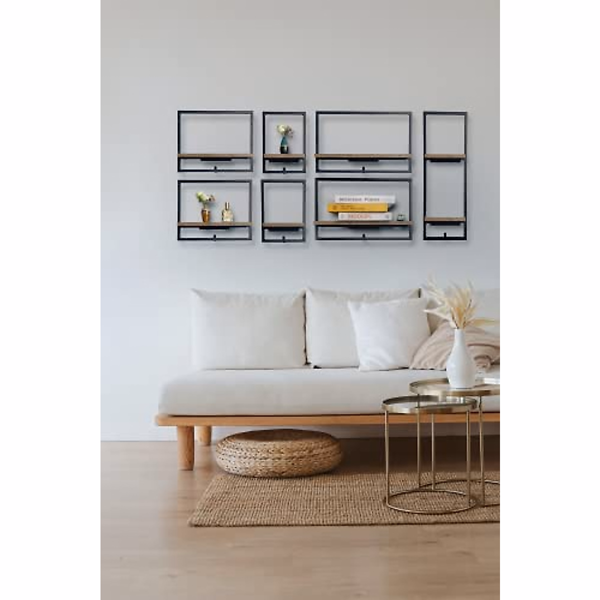 Cocoyard Modern Farmhouse Floating Shelf, Set of 2. Design You Home with This Wall Rack Set. Perfect for Livingroom Bedroom Bathroom. Great Gift Ideas (Black, 17.7" W x 4.9" D x 11.2" H)
