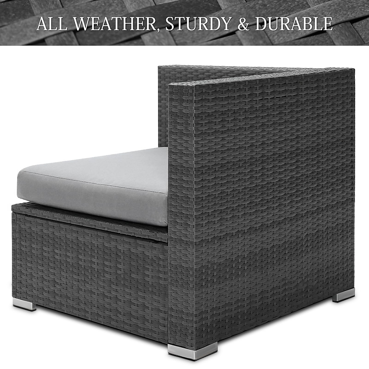 BULEXYARD 1 Piece PE Rattan Patio Furniture Corner Sofa with Thick Cushions Outdoor Wicker Seating for Backyard, Deck, Garden, Balcony (Light Grey)