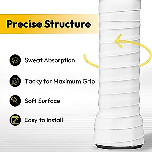 A11N Pickleball Grip Tape 30-Pack - Absorbent, Easy Application, Dry-Feel Paddle Grips for Enhanced Performance, White