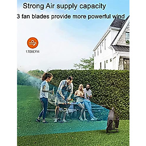 Outdoor Fans for Patios Waterproof, Rechargeable Fan 15750mAh Battery Industrial Fans 1700 CFM Airflow, Stepless Speed Black