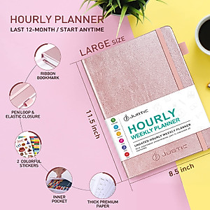 Planner – Undated Weekly & Monthly Life Planner with Time Slots, Appointment Book and Daily Organizer, Lasts 1 Year, A4 Size Hardcover – Rose Gold