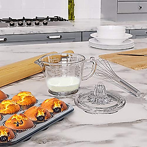 CuttleLab Glass Measuring 2-Cup with Lemon and Lime Juicer (2, Clear), Hand Juicer, Liquid Measuring Cups Manual Juicer, 2 Cup Measuring Cup, Ounce Measuring Cup, Citrus Reamer, Lemon Juicer Manual