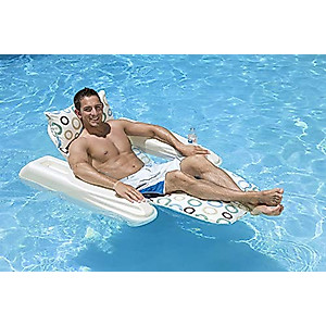 Poolmaster Swimming Pool Adjustable Floating Chaise Lounge, Rio Sun, Mod Dots