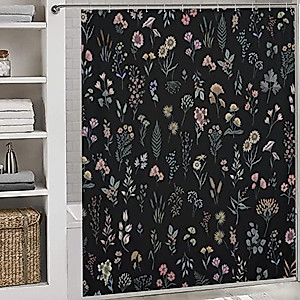 Ohocut Boho Shower Curtain Shower Curtains for Bathroom Black Shower Curtain Cute Floral Shower Curtains Waterproof Polyester Fabric Shower Curtain 72x72 Inch