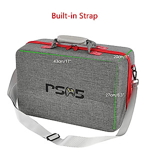 ASNOMY Carrying Case Compatible with PS5, Hard Shell Carry Case Travel Bag, Organizer Protective Case for Playstation 5 Console,Dual Controller and Accessories[Not suitable with 2023 "slim version]