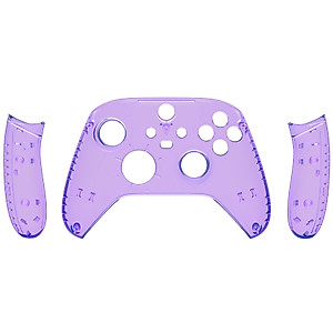 eXtremeRate Side Rails Grips Shell for Xbox Core Wireless Controller, Clear Atomic Purple Replacement Part Front Housing Cover Handles Faceplate for Xbox Series X & S Controller [Controller Excluded]