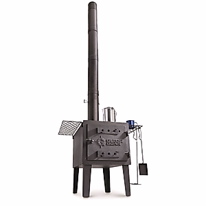 Guide Gear Large Outdoor Wood Burning Stove Portable with Chimney Pipe for Cooking, Camping, Tent, Hiking, Fishing, Backpacking