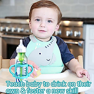 4-Pack Bottle Handles for Dr Brown Narrow Baby Bottles, Soft Silicone Bottle Holder for Baby Self Feeding, Teach Babies to Drink Independently, Easy Grip, BPA Free