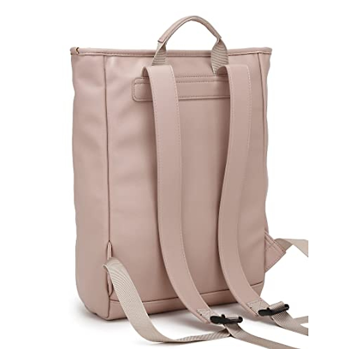 Kah&Kee Feaux Leather Backpack Purse for Women Casual Travel Daypack with Laptop Compartment 13 Inch (Tan Pink)